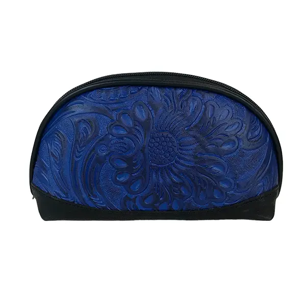 COSMETIQUERA LUNA SINTETICO FLORES AZUL REY | bolsasdeleonguanajuato